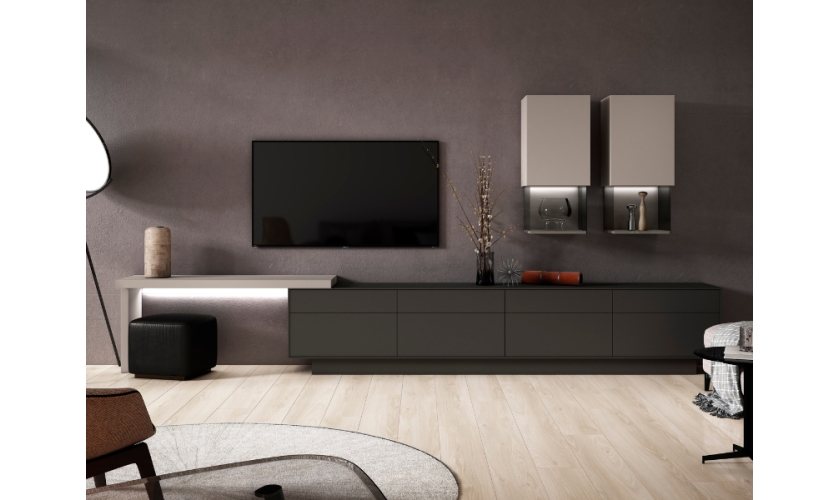 Mueble de salón moderno minimalista con los frentes lacados